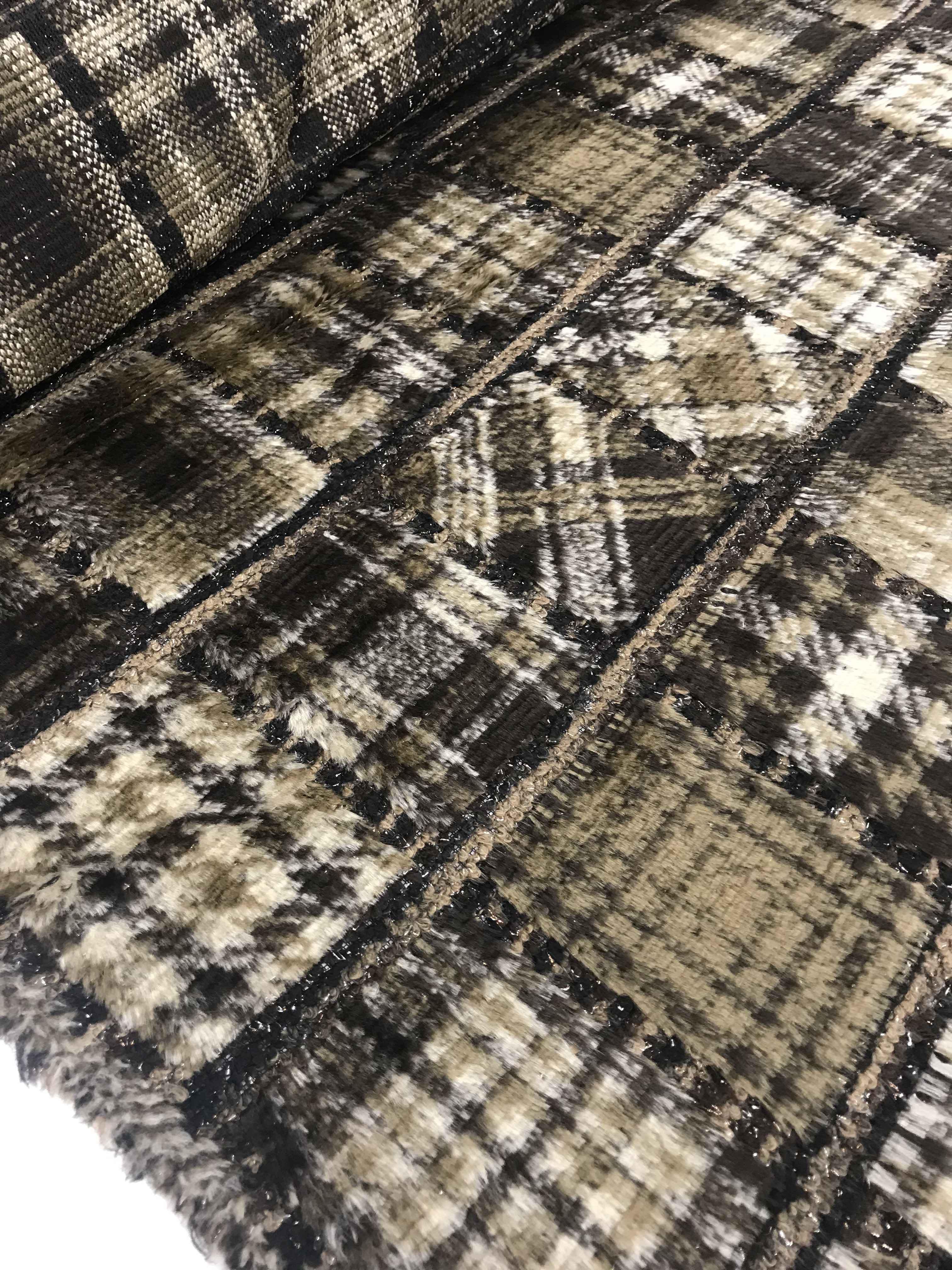 Tissu lainage Fantaisie et carreaux Beige, marron - Papin Tissus